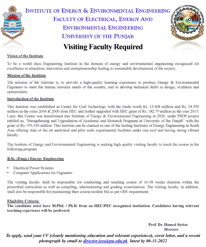 Careers- - Visiting Faculty Required (Institute of Energy ...