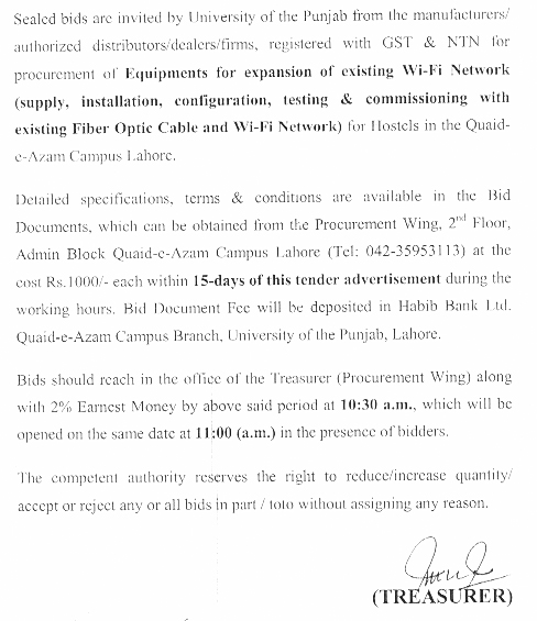 Tender Notice for Expansion of Existing Wi-Fi Network - University of ...