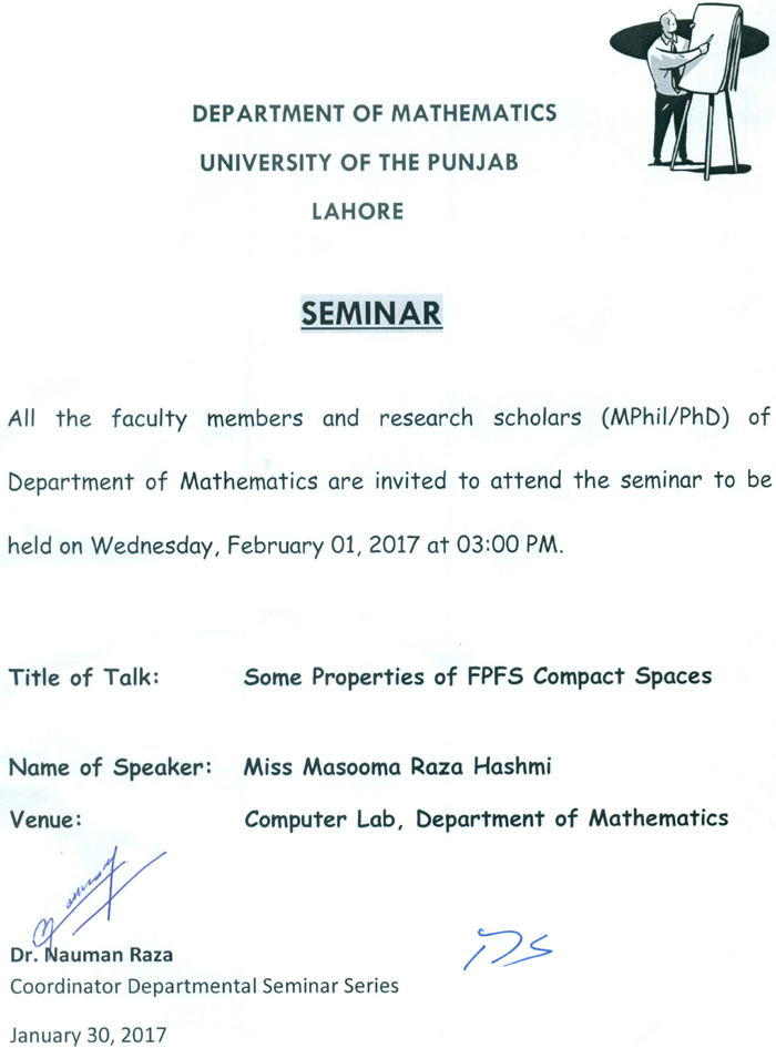 Weekly Seminar will be held on Wednesday, February 01, 2017 (Department ...
