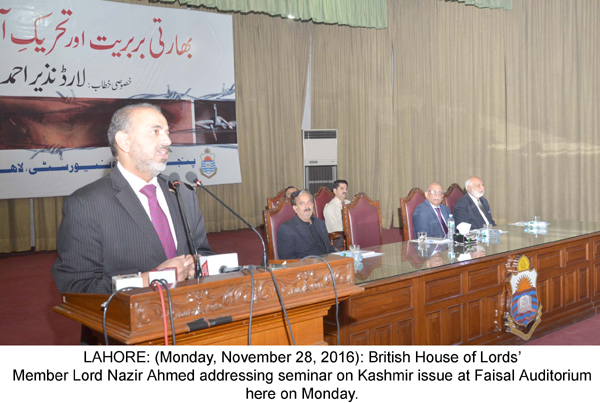 Kashmir a must for Pakistan’s survival: Lord Nazir Ahmed - University ...