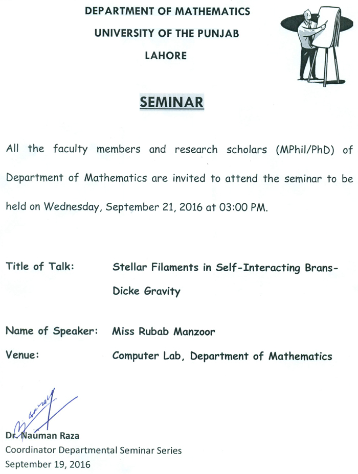 Weekly Seminar will be held September 21, 2016 (Department of ...